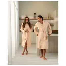 Unisex-Bademantel Kayori "Fusai" Gr. XL, rosa, L:117cm, Baumwolle, Hausm&auml;ntel, Verstellbare &Auml;rmell&auml;nge mit eleganten Aufschl&auml;gen