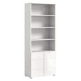 Aktenschrank Home Affaire "CAPRI, 2 T&uuml;ren inkl. eingefasster Griffmulde, 5 Einlegeb&ouml;den", wei&szlig; (wei&szlig;, wei&szlig; hochglanz), B:76cm H:193cm T:37cm, FSC-zertifizierter Holzwerkstoff, Schr&auml;nke, Mehrzweckschrank, Aktenregal, Regal, Stauraumregal, Universalschrank