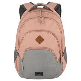 Laptoprucksack Travelite "BASICS Melange", Gr. B/H/T: 31cm x 45cm x 16cm, rosa (rosa, grau), Polyester, Basic, Rucks&auml;cke Laptoprucksack, ideal f&uuml;r Freizeit, Arbeit, Schule und Reisen