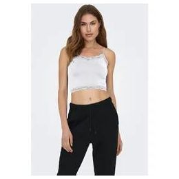 Tr&auml;gertop Only "ONLVICKY LACE SEAML 2-PACK CROPPED TOP", Damen, Gr. L (XL), wei&szlig; (schwarz pack:schwarz, wei&szlig;), Jersey, Obermaterial: 92% Polyamid, 8% Elasthan, unifarben, kurz, Rundhals, Tops Tr&auml;gertop