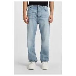 HUGO BOSS Loose-fit-Jeans HUGO BLUE "Nate", Herren, Gr. 32, L&auml;nge 34, blau (turquoise, aqua448), Denim/Jeans, Obermaterial: 100% Baumwolle, unifarben, loose fit lang, Jeans, in heller Waschung