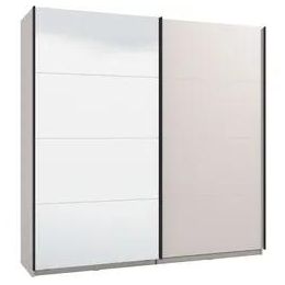 Schwebet&uuml;renschrank Inosign "Lucca, Kleiderschrank mit Spiegel und Glast&uuml;r, FSC-zertifiziert", beige (cashmere), B:220cm H:217,5cm T:62cm, Glas, Holzwerkstoff, Kunststoff, Metall, Schr&auml;nke, Schwebet&uuml;renschrank, wahlweise mit 3 verschiedenen Innenausstattungen, 220x62x217,5cm