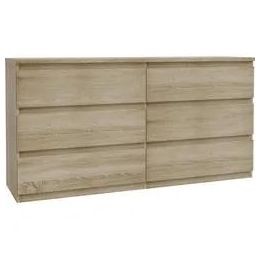 Kommode FORTE "Edmore", braun (sonoma eiche), B:153,9cm H:79,8cm T:42,2cm, Holzwerkstoff, Sideboards, Kommode, gro&szlig;e Kommode, grifflose Front, Stauraum, 6 Schubladen