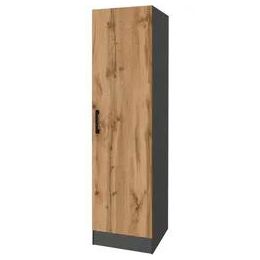 Seitenschrank KOCHSTATION "KS-Toronto", grau (wotaneiche, grafitgrau), B:50cm H:200cm T:60cm, Holzwerkstoff, Schr&auml;nke, Seitenschrank