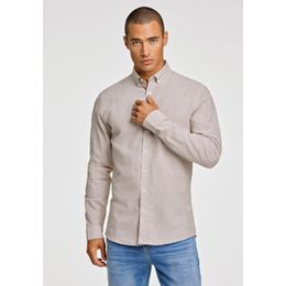 LINDBERGH Herren Leinenhemd "Leinenhemd Slim Fit"sand, Gr. XXXL, Obermaterial: 55% Leinen, 45% Baumwolle, Hemden