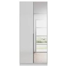Dreht&uuml;renschrank OTTO HOME "Kleiderschrank Kleiderschr&auml;nke Schrank Garderobe AGORDO mit Glasfront", grau (seidengrau, glas seidengrau), B:91cm H:229cm T:54cm, Holzwerkstoff, Schr&auml;nke, Dreht&uuml;renschrank, durchdachte Innenausstattung, in 8 Breiten und 2 H&ouml;hen MADE IN GERMANY