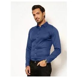 Langarmhemd DESOTO "Jerseyhemd Casual Kent", Herren, Gr. XL, N-Gr, blau piqu&eacute;, Jersey, Obermaterial: 100% Baumwolle, unifarben, slim fit normal, Rundhals, Raglan&auml;rmel,&Auml;rmel mit &Auml;rmelschlitz 1-Knopf-Manschette mit Schlitz, Hemden