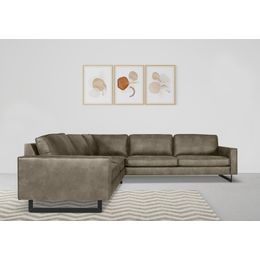 Ecksofa Home Affaire, B:290cm H:85cm T:250cm, grau, Luxus-Microfaser in Lederoptik(100% Polyester);Cord (92% Polyester, 8% Polyamide), Wohnzimmer,