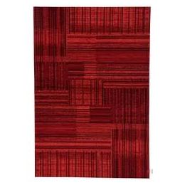 Teppich Tom Tailor HOME "Stripy Pat", rot, B:50cm H:5mm L:80cm, Baumwolle, Kunstfaser, Teppiche, Teppich, Flachgewebe, modernes Patchworkdesign, gestreift, Chenille, Wohnzimmer
