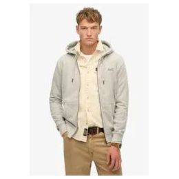 Kapuzensweatjacke Superdry "ESSENTIAL LOGO ZIP HOODIE HB", Herren, Gr. XL, grau (varsity grau grindle), angeraute Sweatware, Obermaterial: 100% Seide, unifarben, slim fit normal, ohne Ausschnitt, Rippb&uuml;ndchen, Sweatjacken, Baumwollmischung, slim fit
