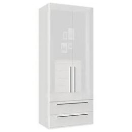 Kleiderschrank OTTO HOME "Piano, UV lackiert, hochgl&auml;nzend in beige oder wei&szlig;, FSC-zertifiziert", wei&szlig; (wei&szlig; hochglanz), B:92cm H:224cm T:56cm, Holzwerkstoff, Schr&auml;nke, Kleiderschrank Dreht&uuml;renschrank, in vielen Breiten, H&ouml;he 224cm, mit Soft-Close Funktion, 2 Schubladen
