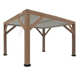 Pergola WESTMANN "Karl", braun, B:335cm, Pergolen, 100 % FSC-zertifiziertes Zedernholz, Dach aus Aluminium