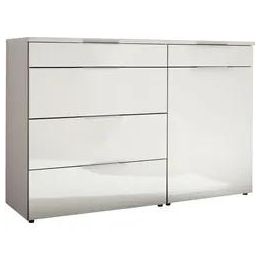 Kombikommode Wiemann "Como", wei&szlig; (wei&szlig;, dekor, glas wei&szlig;, chrom), B:120cm H:91,2cm T:43cm, Floatglas, Holzwerkstoff, Metall, Sideboards, Kombikommode, vormontiert