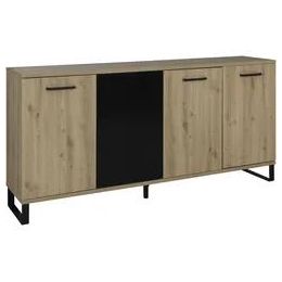 Sideboard GAMI "CRAFT", schwarz (artisan eiche nachbildung, schwarz), B:178cm H:86cm T:41cm, Holzwerkstoff, Metall, Sideboards, Sideboard, Sideboard mit 4 T&uuml;ren