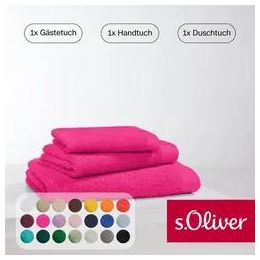 Handtuch Set s.Oliver "s.Oliver, Premium Qualit&auml;t, 600 gr/m2", pink, 3 Stk., Walkfrottier, Walkfrottier, Obermaterial: 100% Baumwolle, Handtuch-Sets, 1 G&auml;stetuch 30x50 cm, 1 Handtuch 50x100 cm, 1 Duschtuch 70x140 cm