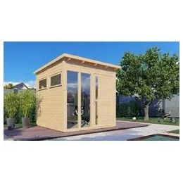 Gartenhaus BERTILO "Pentus 2 Office, in verschiedenen Farben", beige (natural), Fu&szlig;boden im Gartenhaus, ohne Dacheindeckung, Massivholz, Gartenh&auml;user, Gartenhaus