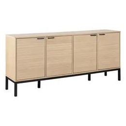 Sideboard Actona GROUP "Kensington", beige (natur), B:180cm H:80cm T:40cm, Sideboards, Sideboard, Anrichte, 4 T&uuml;ren und 4 B&ouml;den weiss pigmentiert Eiche, 180x40x80cm