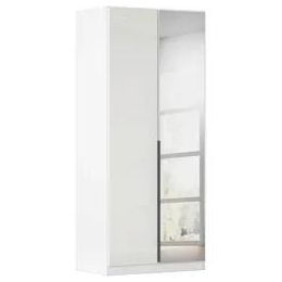Dreht&uuml;renschrank OTTO HOME "Kleiderschrank Kleiderschr&auml;nke Schrank Garderobe AGORDO mit Glasfront", wei&szlig; (alpinwei&szlig;, glas kristallwei&szlig;), B:91cm H:229cm T:54cm, Holzwerkstoff, Schr&auml;nke, Dreht&uuml;renschrank, durchdachte Innenausstattung, in 8 Breiten und 2 H&ouml;hen MADE IN GERMANY