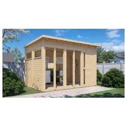 Gartenhaus BERTILO "Pentus 3 Office, in verschiedenen Farben", beige (natural), Fu&szlig;boden im Gartenhaus, ohne Dacheindeckung, Massivholz, Gartenh&auml;user, Gartenhaus