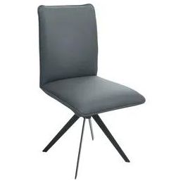 K+w Komfort & Wohnen Drehstuhl K+W KOMFORT & WOHNEN, blau (aqua, schwarz), B:49cm H:94cm T:61cm, St&uuml;hle, Polsterstuhl Esszimmerstuhl 4-Fu&szlig;-Stuhl, Blitzdrehkreuz und R&uuml;ckholfunktion, dekorativer 12mm Biese