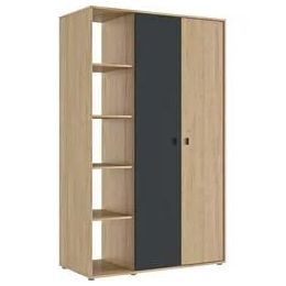 Kleiderschrank GAMI "Schrank mit 2 T&uuml;ren und Bibliothekseinheiten", braun (kastanie natur nachbildung), B:122cm H:200cm T:58cm, Schr&auml;nke, Kleiderschrank, ein cleverer, funktionaler Schrank