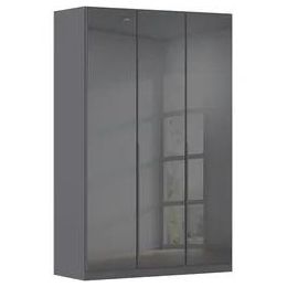 Dreht&uuml;renschrank OTTO HOME "Kleiderschrank Kleiderschr&auml;nke Schrank Garderobe AGORDO mit Glasfront", grau (graumetallic, glas basalt), B:136cm H:229cm T:54cm, Holzwerkstoff, Schr&auml;nke, Dreht&uuml;renschrank, durchdachte Innenausstattung, in 8 Breiten und 2 H&ouml;hen MADE IN GERMANY