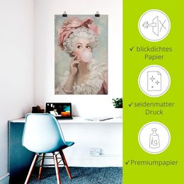 Wandbild Artland, B:80cm H:120cm, rosa, Papier, Wohnzimmer, Bilder, "Kaugummi Rebellin Madame Pompadour", als Alubild, Leinwandbild, Poster,