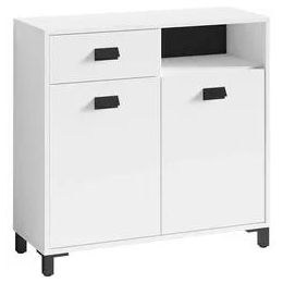 Badkommode ByLiving "Wellness", wei&szlig;, B:80,5cm H:77,5cm T:31cm, FSC-zertifizierter Holzwerkstoff, Sideboards, 80cm Badezimmer Kommode mit Metallgriffen und viel Stauraum