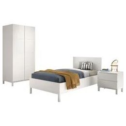 Jugendzimmer-Set Vipack "Set best. aus Einzelbett 90/200, Nachtkonsole, Kleiderschrank 2-trg.", wei&szlig;, ohne Matratze, B/H: 90cm x 200cm, Schlafzimmerm&ouml;bel-Sets, in gradlinigem Design, pflegeleichte lackierte Oberfl&auml;che in Wei&szlig;
