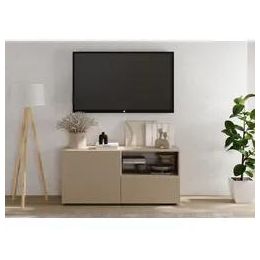 Lowboard Home Affaire "Rio Breite 120 cm, TV-Board 1 T&uuml;r u. 1 Schubkasten, TV-Schrank", cashmere, front mit geriffelter struktur, B:121cm H:57cm T:42cm, FSC-zertifizierter Holzwerkstoff, Sideboards, Lowboard, geriffelte MDF-Fronten, modern u. elegant, Kabelf&uuml;hrung, platzsparend
