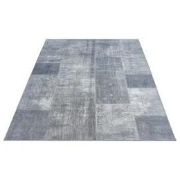 Teppich LUXOR living "Punto 3", blau (blau, grau), B:80cm H:5mm L:150cm, Polyester, Teppiche, Teppich, Kurzflor, bedruckt, modernes Patchwork Design