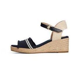 Tommy Hilfiger "FRINGE CANVAS MEDIUM WEDGE", Plateau, Sommerschuh, Riemchensandale mit Streifen