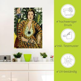 Wandbild Artland, B:70cm H:100cm, bunt, Vinyl, Wohnzimmer, Bilder, "Dame mit blauem Schmuckst&uuml;ck. 1937", als Alubild, Leinwandbild, Poster,