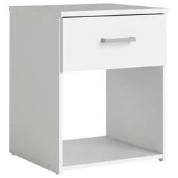 Nachtkommode Inosign "Spce", wei&szlig;, B:37,6cm H:47,5cm T:35,95cm, Holzwerkstoff, Sideboards, Mit grauem Stangengriff, einfache Selbstmontage, f&uuml;r Schlafzimmer
