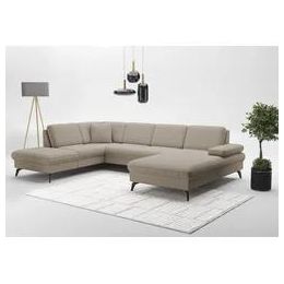 Sit & More Wohnlandschaft SIT & MORE "Morris Jubi U-Form, B: 300 cm", grau (taupe), B:300cm H:83cm T:202cm, 95% Polyester, 5% Polyamid, Sofas, Wohnlandschaft, mit Armteilfunktion & 1 Zierkissen, optional Bettfunktion, Topseller