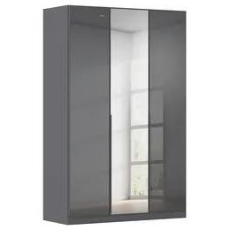 Dreht&uuml;renschrank OTTO HOME "Kleiderschrank Kleiderschr&auml;nke Schrank Garderobe AGORDO mit Glasfront", grau (graumetallic, glas basalt), B:136cm H:210cm T:54cm, Holzwerkstoff, Schr&auml;nke, Dreht&uuml;renschrank, durchdachte Innenausstattung, in 8 Breiten und 2 H&ouml;hen MADE IN GERMANY