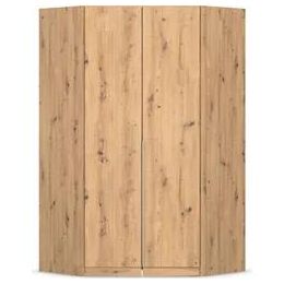 Eckkleiderschrank OTTO HOME "Kleiderschrank Schrank Ankleidezimmer Schlafzimmer Garderobe AGORDO", braun (eiche artisan), B:117cm H:210cm T:117cm, Holzwerkstoff, Schr&auml;nke, Eckkleiderschrank, voll ausgestattet mit gro&szlig;z&uuml;gigem Stauraum, 2 H&ouml;hen MADE IN GERMANY