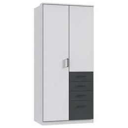 Kleiderschrank wimex "Cottbus, in wei&szlig; oder grau modern kombiniert mit graphitfb.Schubladen", wei&szlig; (wei&szlig;, grafit), B:90cm H:199cm T:58cm, Holzwerkstoff, Schr&auml;nke, Kleiderschrank, mit 4 Schubladen, wahlweise mit oder ohne Spiegel