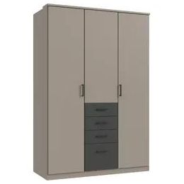 Kleiderschrank wimex "Cottbus, in wei&szlig; oder grau modern kombiniert mit graphitfb.Schubladen", grau (saharagrau, grafit), B:135cm H:199cm T:58cm, Holzwerkstoff, Schr&auml;nke, Kleiderschrank, mit 4 Schubladen, wahlweise mit oder ohne Spiegel