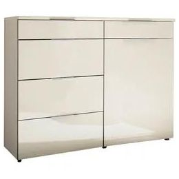 Kombikommode Wiemann "Como", champagner, dekor, glas champagner, chrom, B:140cm H:91,2cm T:43cm, Floatglas, Holzwerkstoff, Metall, Sideboards, Kombikommode, vormontiert