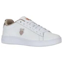 Sneaker K-Swiss "COURT SHIELD II", Damen, Gr. 38, wei&szlig; (wei&szlig;, leo, wei&szlig;), Leder, Schuhe Sneaker