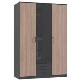 Kleiderschrank wimex "Fulda, 135 oder 180/58/199cm, 2 Schubladen, Made in Germany", bunt (grafit, au&szlig;ent&uuml;ren multiplex optik), B:135cm H:199cm T:58cm, Holzwerkstoff, Schr&auml;nke, Kleiderschrank, besonderer Look durch Multiplex Optik, mit oder ohne Glasauflage