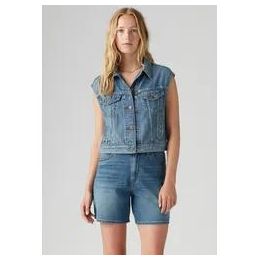 Levi's Jeansweste LEVI'S "SHRUNKEN 90s VEST", Damen, Gr. M (38), stop flaxing vest, Denim/Jeans, Obermaterial: 85% Baumwolle, 15% Leinen, unifarben, gerade h&uuml;ftlang, Rundhals, Westen, mit Knopfleiste