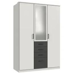 Kleiderschrank wimex "Cottbus, in wei&szlig; oder grau modern kombiniert mit graphitfb.Schubladen", wei&szlig; (wei&szlig;, grafit), B:135cm H:199cm T:58cm, Holzwerkstoff, Schr&auml;nke, Kleiderschrank, mit 4 Schubladen, wahlweise mit oder ohne Spiegel