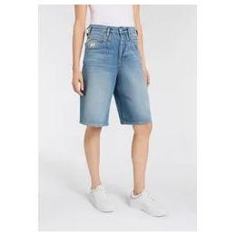 Jeansbermudas Herrlicher "Brooke Bermuda Denim", Damen, Gr. 26, N-Gr, blau (blast), Denim/Jeans, Obermaterial: 99% Baumwolle, 1% Elasthan, loose fit knielang, Jeans, mit weitem Bein