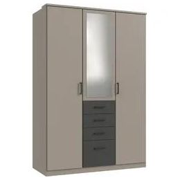 Kleiderschrank wimex "Cottbus, in wei&szlig; oder grau modern kombiniert mit graphitfb.Schubladen", grau (saharagrau, grafit), B:135cm H:199cm T:58cm, Holzwerkstoff, Schr&auml;nke, Kleiderschrank, mit 4 Schubladen, wahlweise mit oder ohne Spiegel