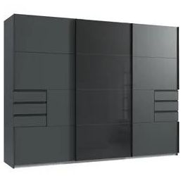 Schwebet&uuml;renschrank wimex "Tilburg", schwarz (grafit, durchg&auml;ngige t&uuml;rfront glas schwarz, &acirc;bsetzung grafit), B:270cm H:208cm T:65cm, Holzwerkstoff, Schr&auml;nke, Schwebet&uuml;renschrank, mit Glaselementen