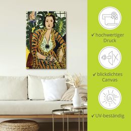 Wandbild Artland, B:50cm H:70cm, bunt, Leinwand, Wohnzimmer, Bilder, "Dame mit blauem Schmuckst&uuml;ck. 1937", als Alubild, Leinwandbild, Poster,
