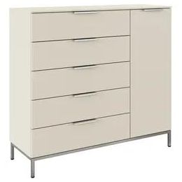 Kombikommode Rauch "Kommode T&uuml;rkommode Sideboard Kombikommode FLIPP", beige (beige (champagner)), B:120cm H:111cm T:42cm, Holzwerkstoff, Sideboards, Kombikommode, 1-t&uuml;rig mit 5 Schubladen und Soft-Close-Funktion