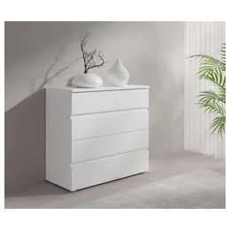 Kommode Home Affaire "Greti Sideboard mit 4 Schubladen, Ma&szlig;e B/T/H: 91,2/42/84,3 cm", wei&szlig;, B:91,2cm H:84,2cm T:42cm, Melamin, Sideboards, Kommode, Schubladenschrank mit viel Stauraum, wei&szlig; matt, Breite 91,2 cm